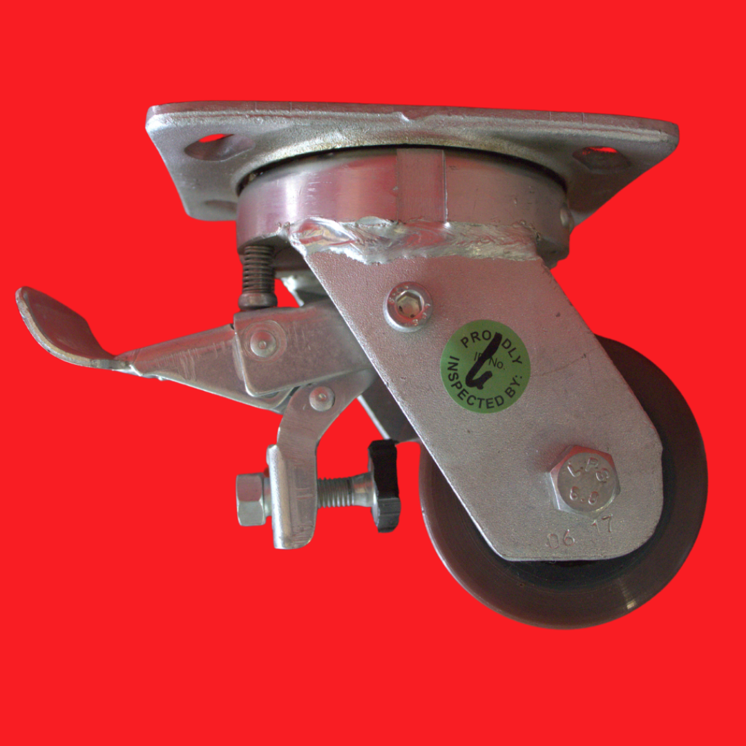 Swivel Plate Castor 80mm x 75mm Cast Iron Wheel Polyurethane Tread ...